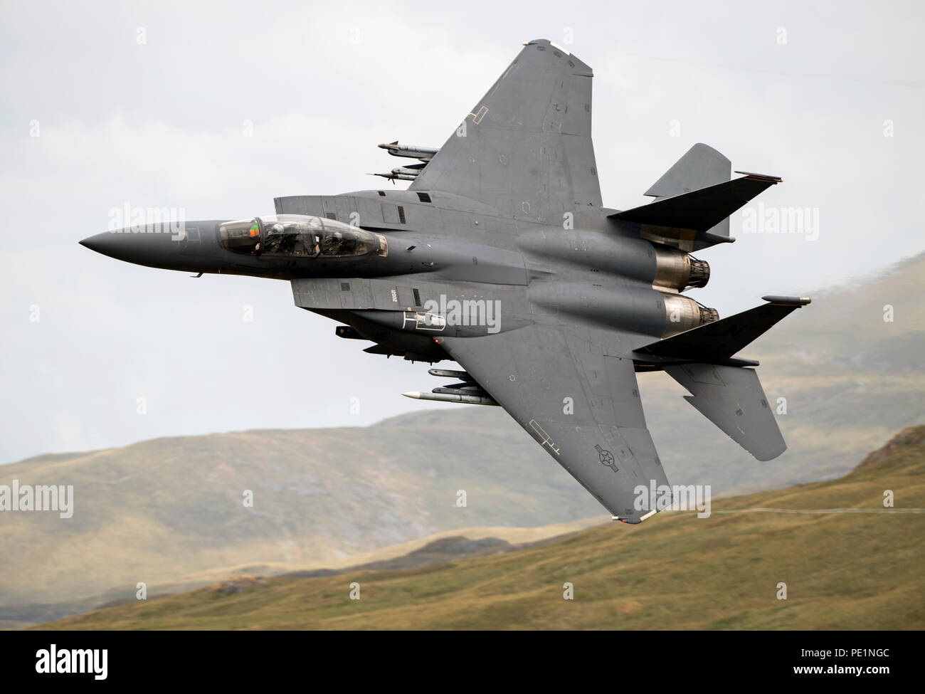 USAF F-1E Strike Eagle low level flying training in the Mach Loop ...