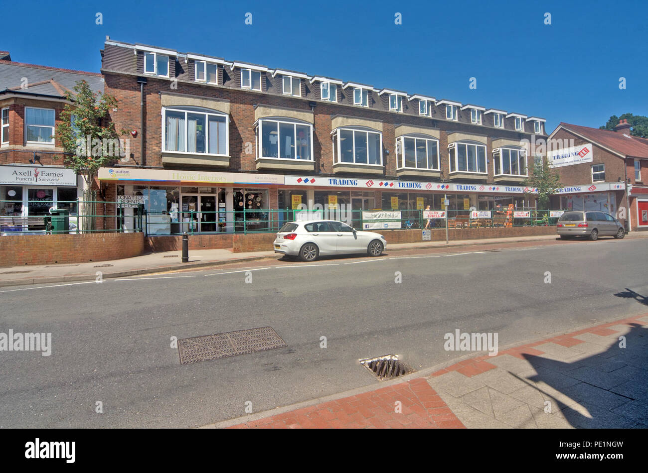 Heathfield Sussex Row of Shops High Street Stock Photo - Alamy