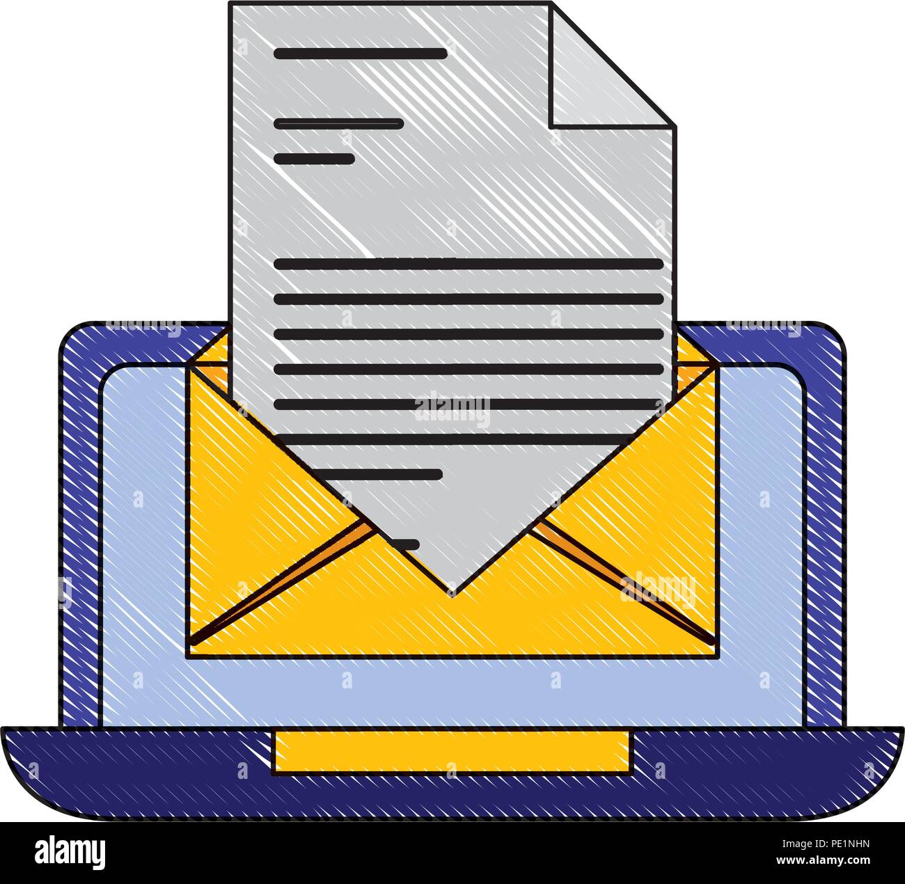laptop computer email letter message communication drawing Stock Vector ...