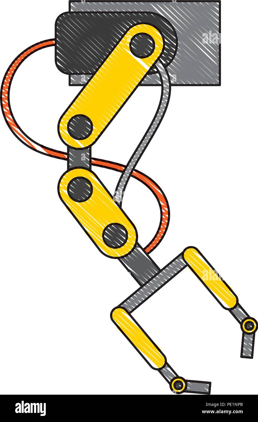 robotic arm futuristic automated work tool drawing Stock Vector Image ...