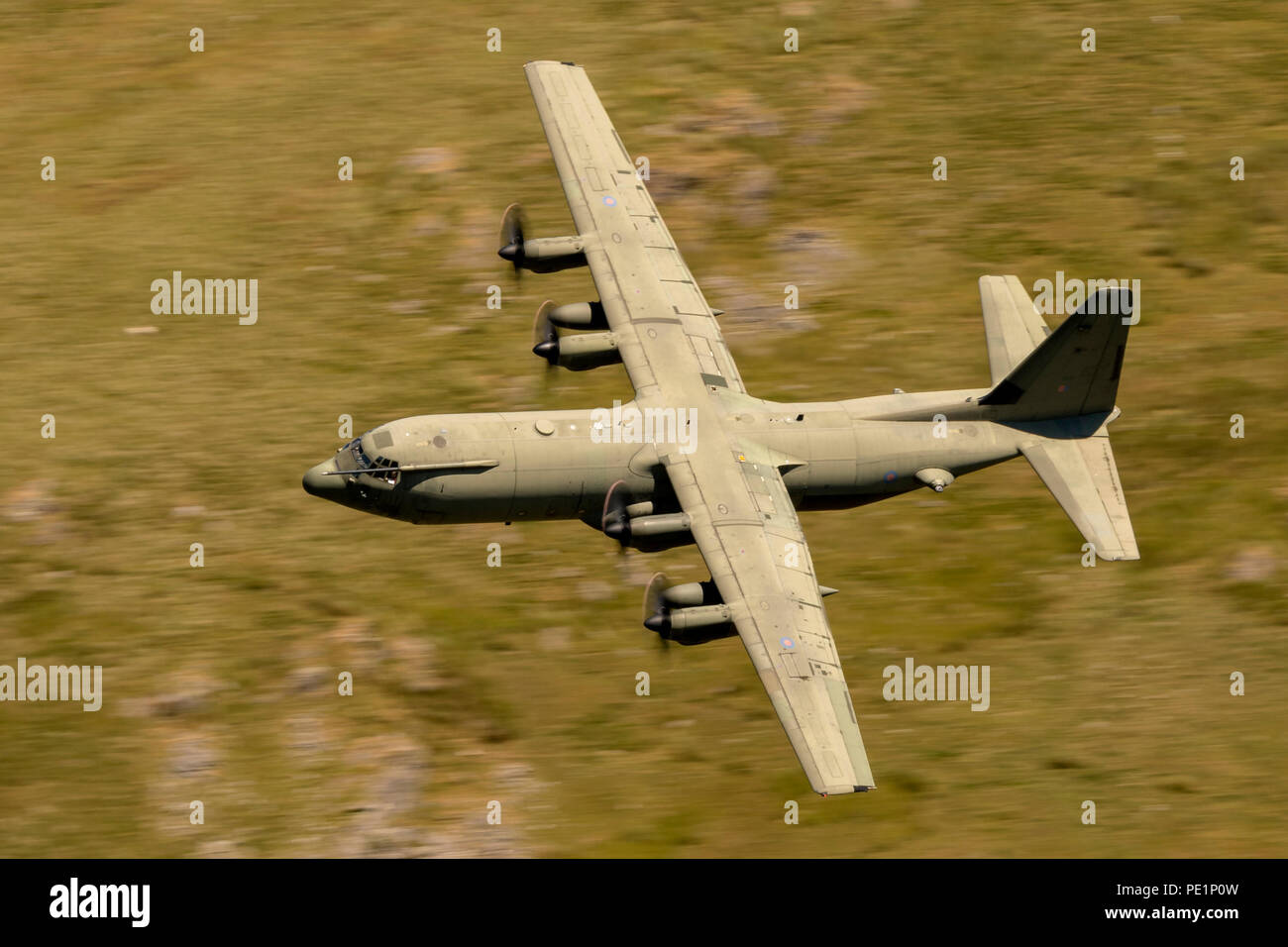 RAF Hecules on a low level training mission in the Mach Loop (LFA7 ...