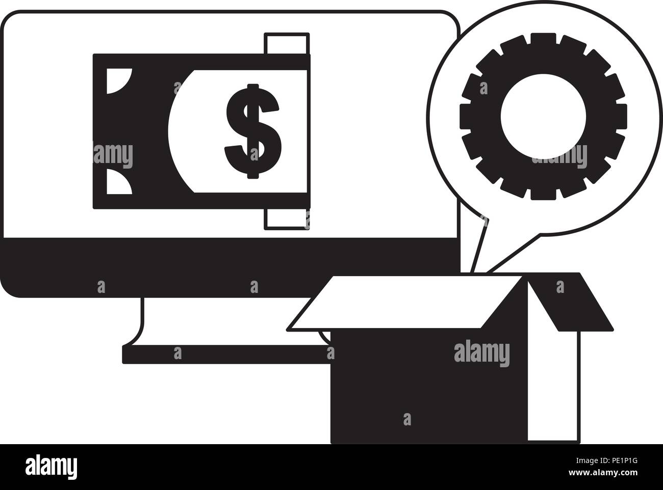 computer monitor with bill dollar and objects Stock Vector Image & Art ...