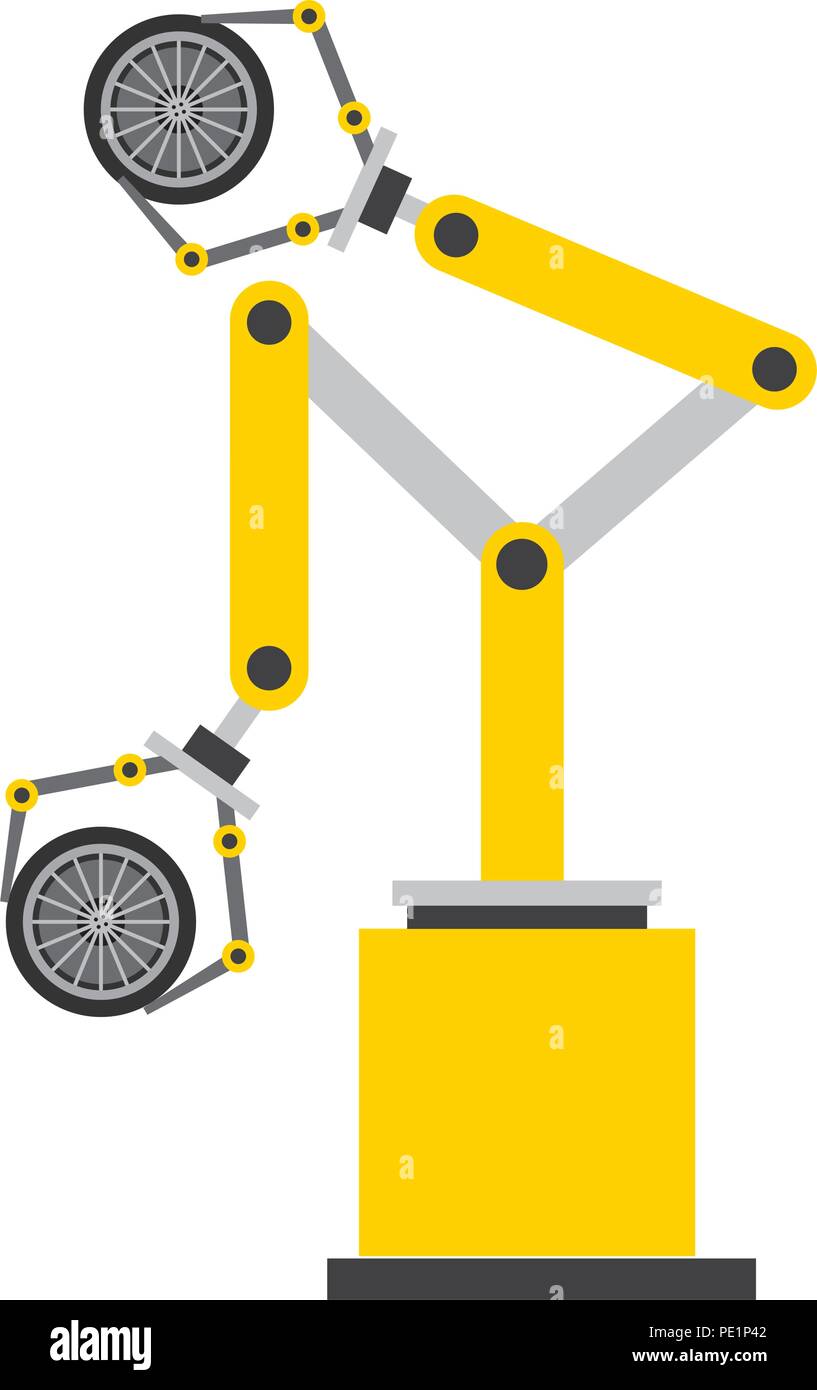 robot arm for automotive engineering with car wheel Stock Vector Image ...