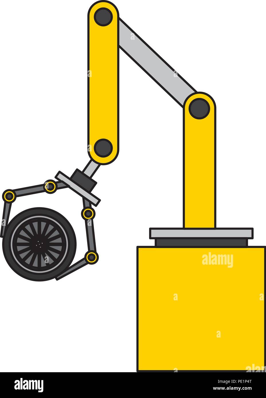 robot arm for automotive engineering with car wheel Stock Vector Image ...