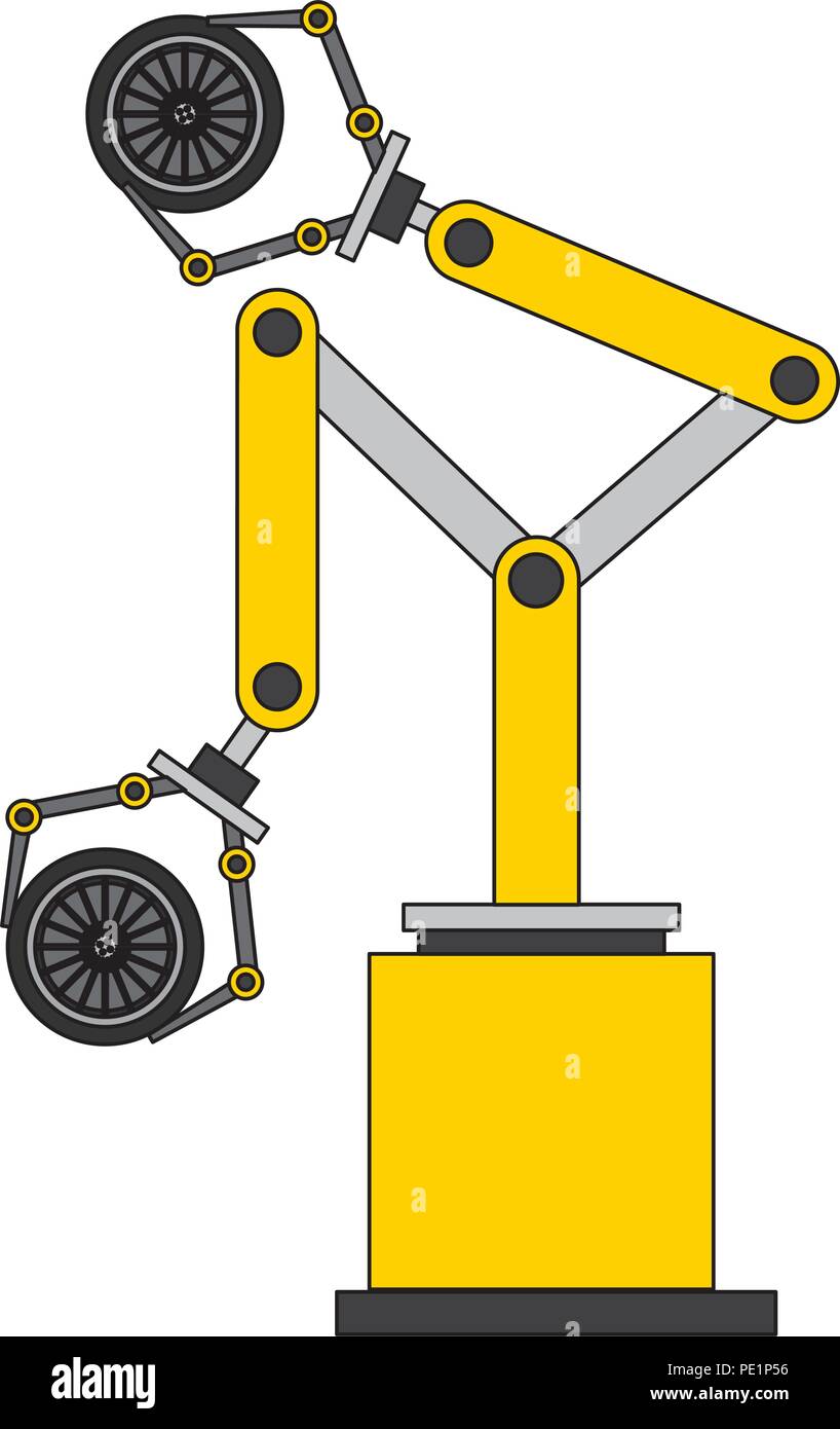 robot arm for automotive engineering with car wheel Stock Vector Image ...
