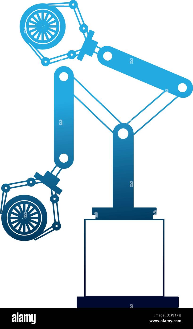 robot arm for automotive engineering with car wheel Stock Vector Image ...