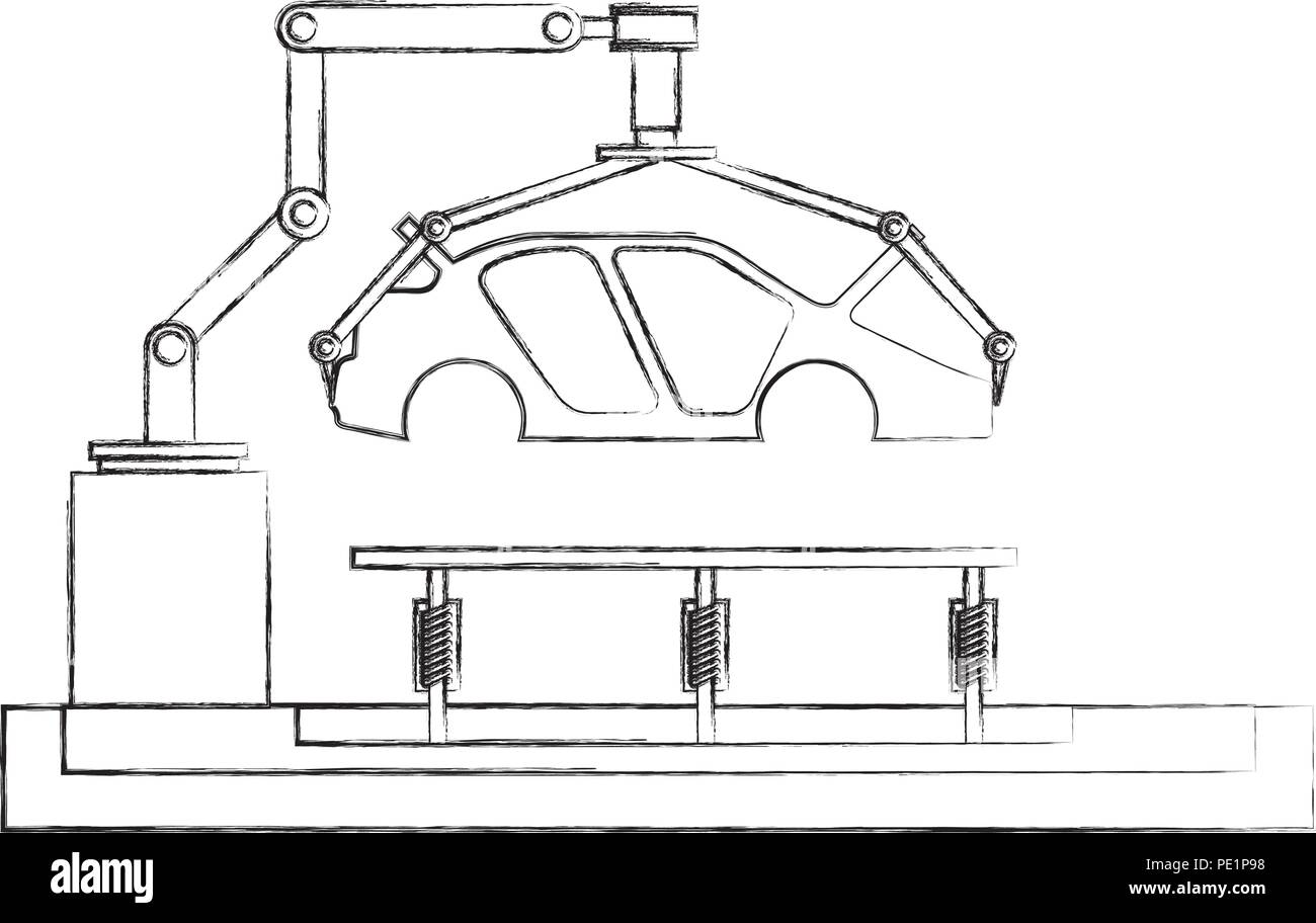 Car Assembly Line Illustration