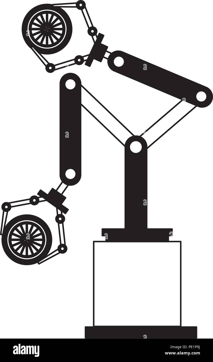 robot arm for automotive engineering with car wheel Stock Vector Image ...
