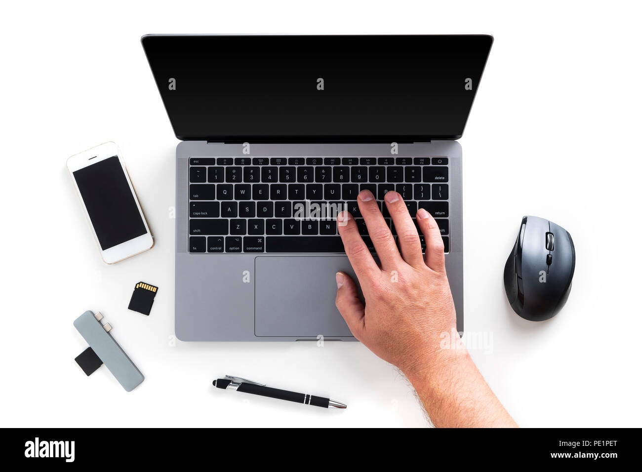 Hand memory on computer Cut Out Stock Images & Pictures - Alamy