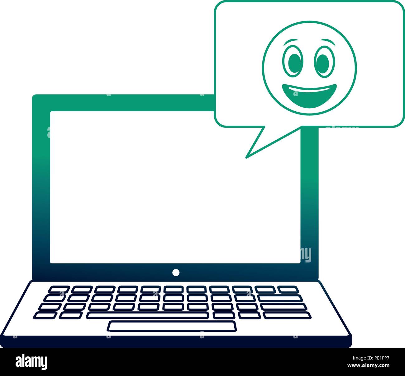laptop computer with speech bubble and emoji kawaii Stock Vector Image ...