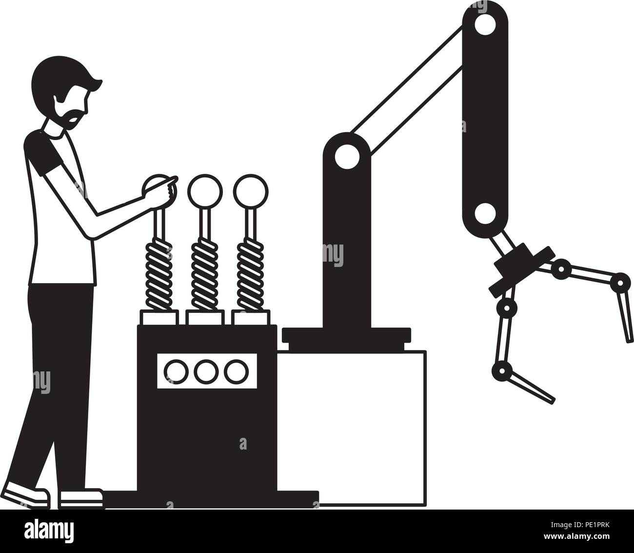 operator with robotic hand machine icon Stock Vector Image & Art - Alamy