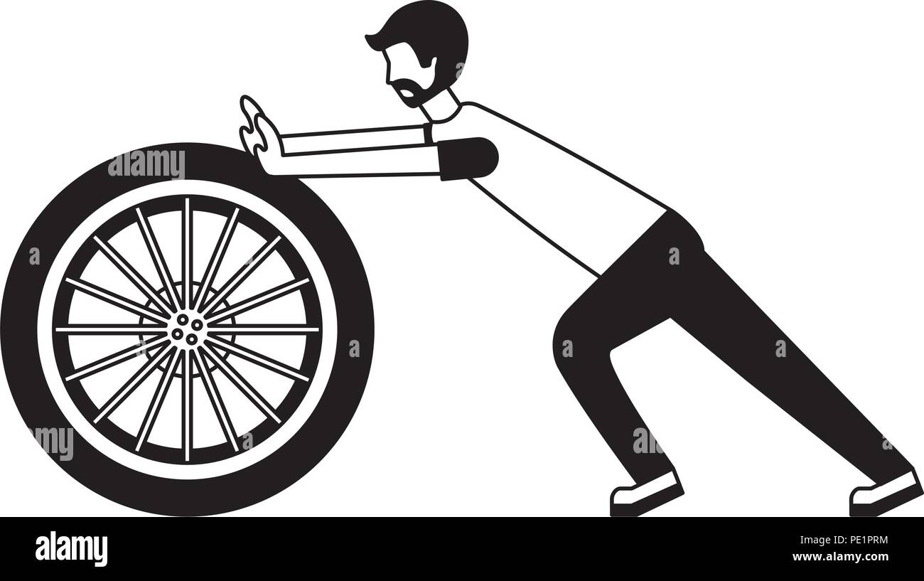 Person pushing car Stock Vector Images - Alamy