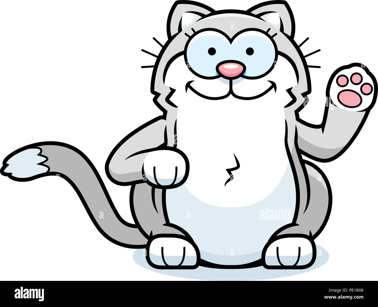 A cartoon illustration of a little cat smiling and waving Stock Vector ...