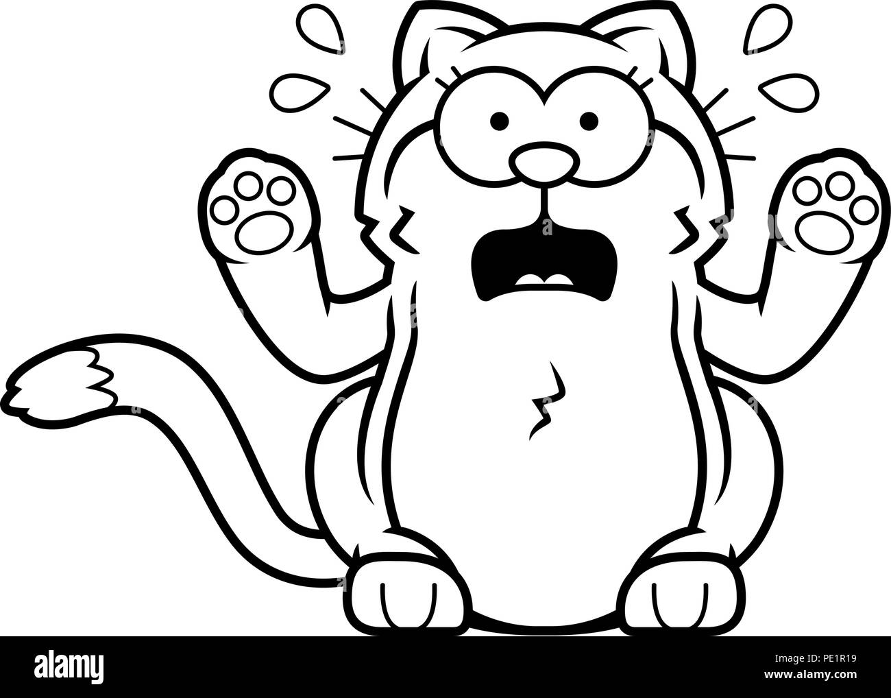 A cartoon illustration of a little cat looking scared Stock Vector ...