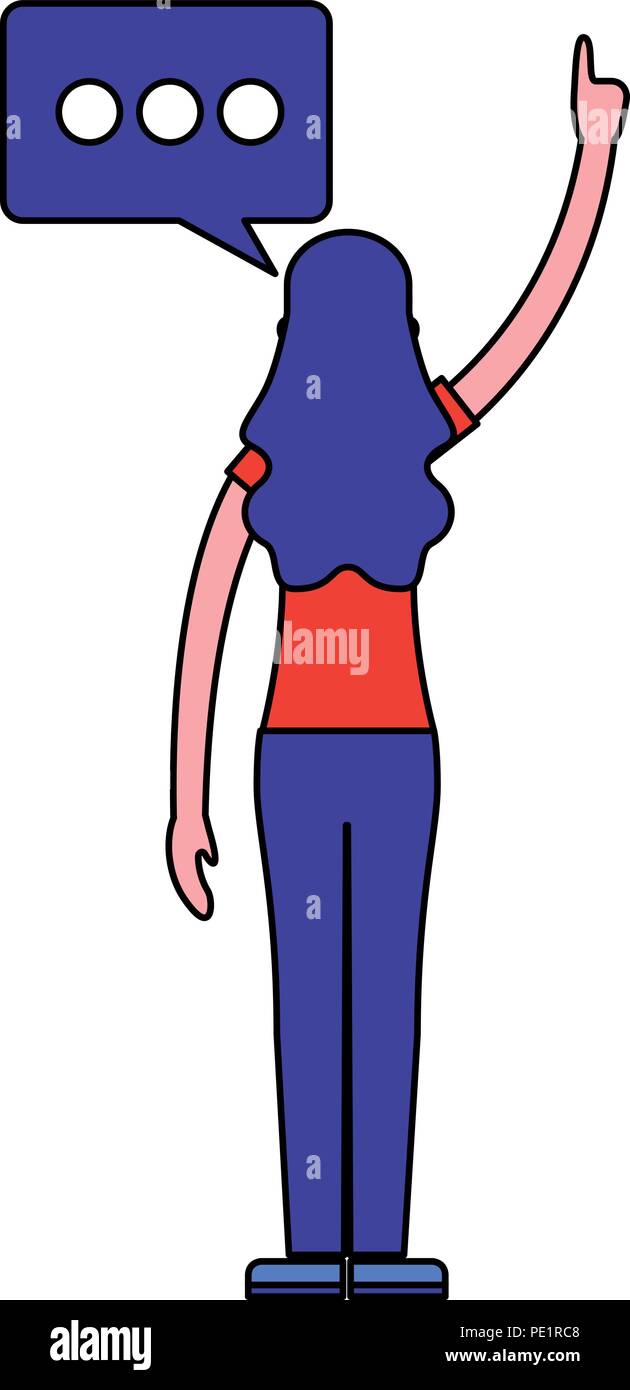 back view woman character speech bubble Stock Vector Image & Art - Alamy