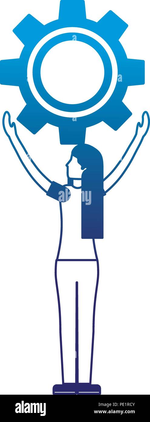 back view woman holding gear work Stock Vector Image & Art - Alamy