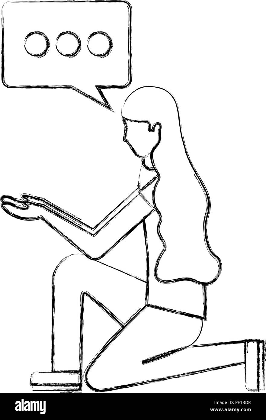 Girl speech bubble illustration Black and White Stock Photos & Images ...