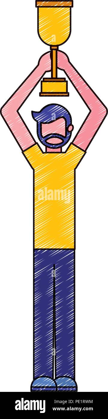 beard businessman holding trophy award Stock Vector Image & Art - Alamy