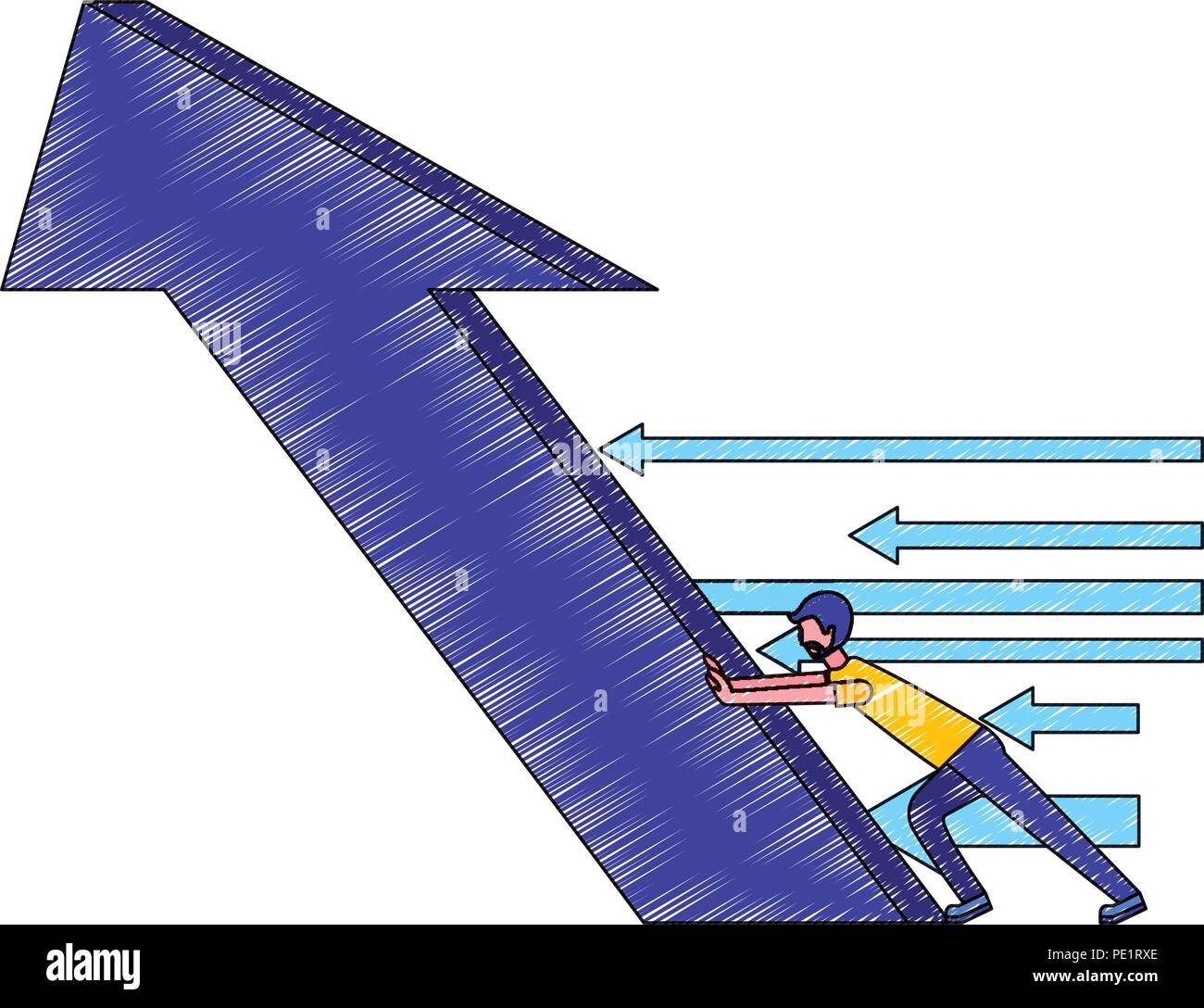 man pushing big arrow financial success Stock Vector Image & Art - Alamy