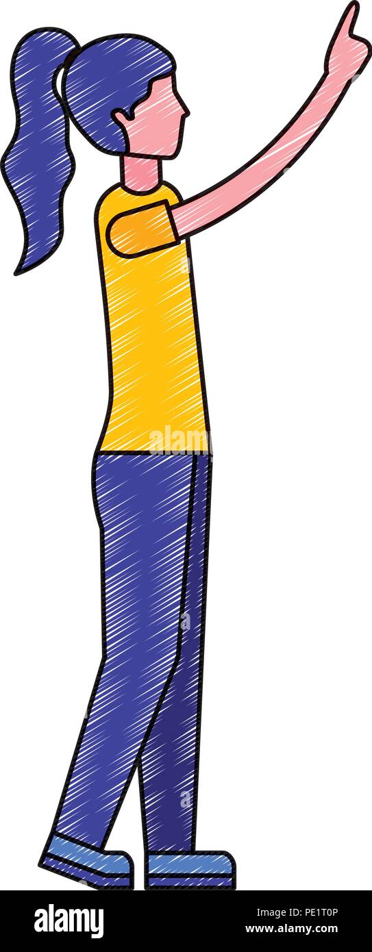 side view of woman pointing somewhere Stock Vector Image & Art - Alamy