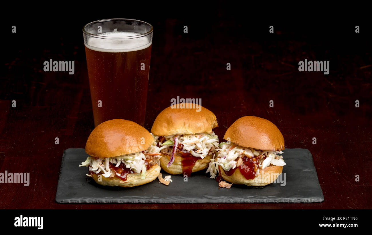 Lunch is ready sliders and beer yum Stock Photo - Alamy