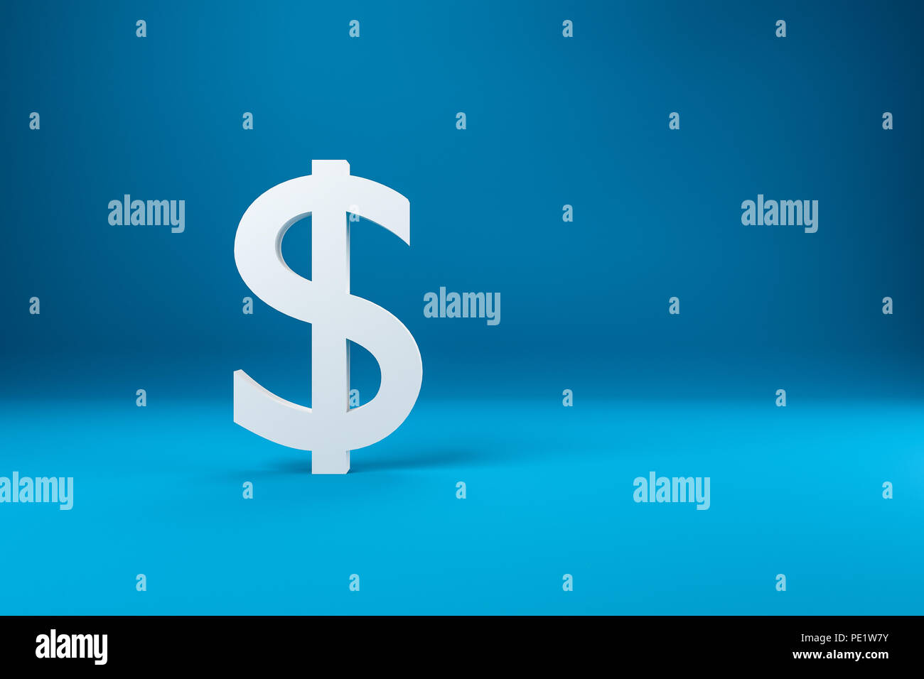 American dollar sign on a simple blue background. Dollar sign left of ...