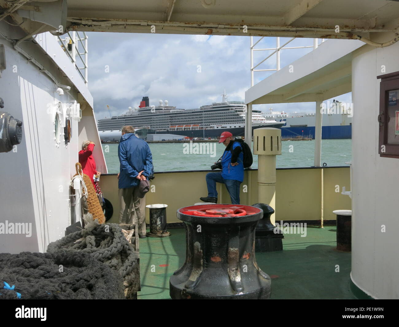 A view on deck of the steamship SS Shieldhall, looking out on deck ...