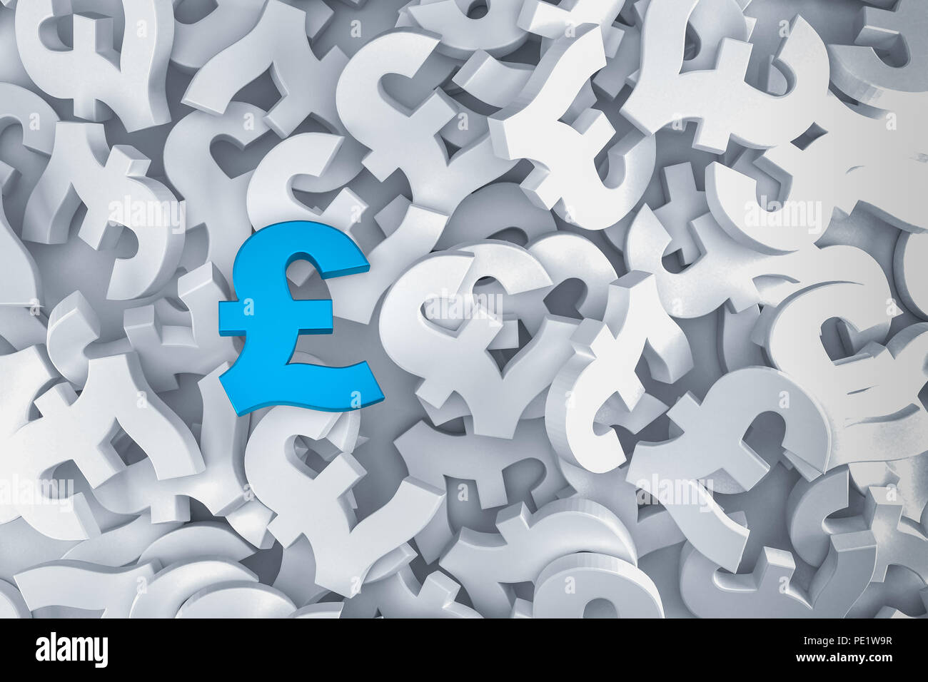 Great British Pound sign on a pile of white pound signs. Pound sign ...