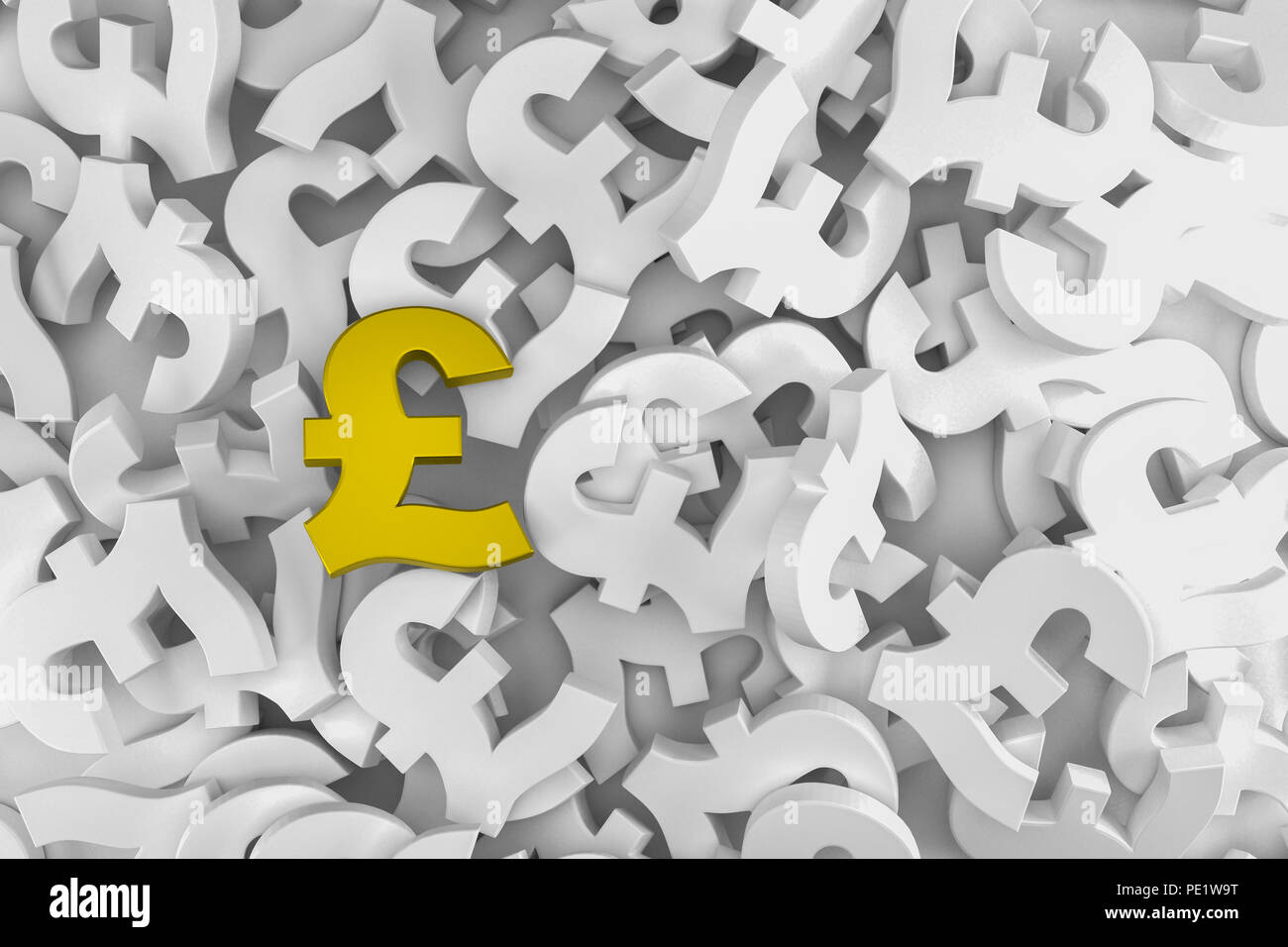 Great British Pound sign on a pile of white pound signs. Pound sign ...