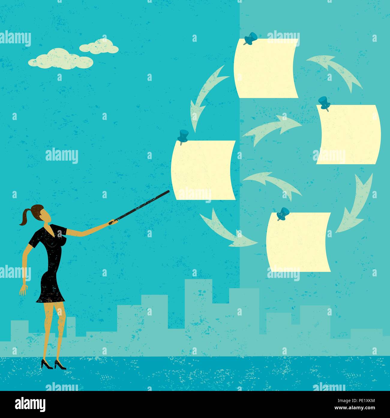 Prioritizing Tasks. A businesswoman using notes to prioritize her tasks ...