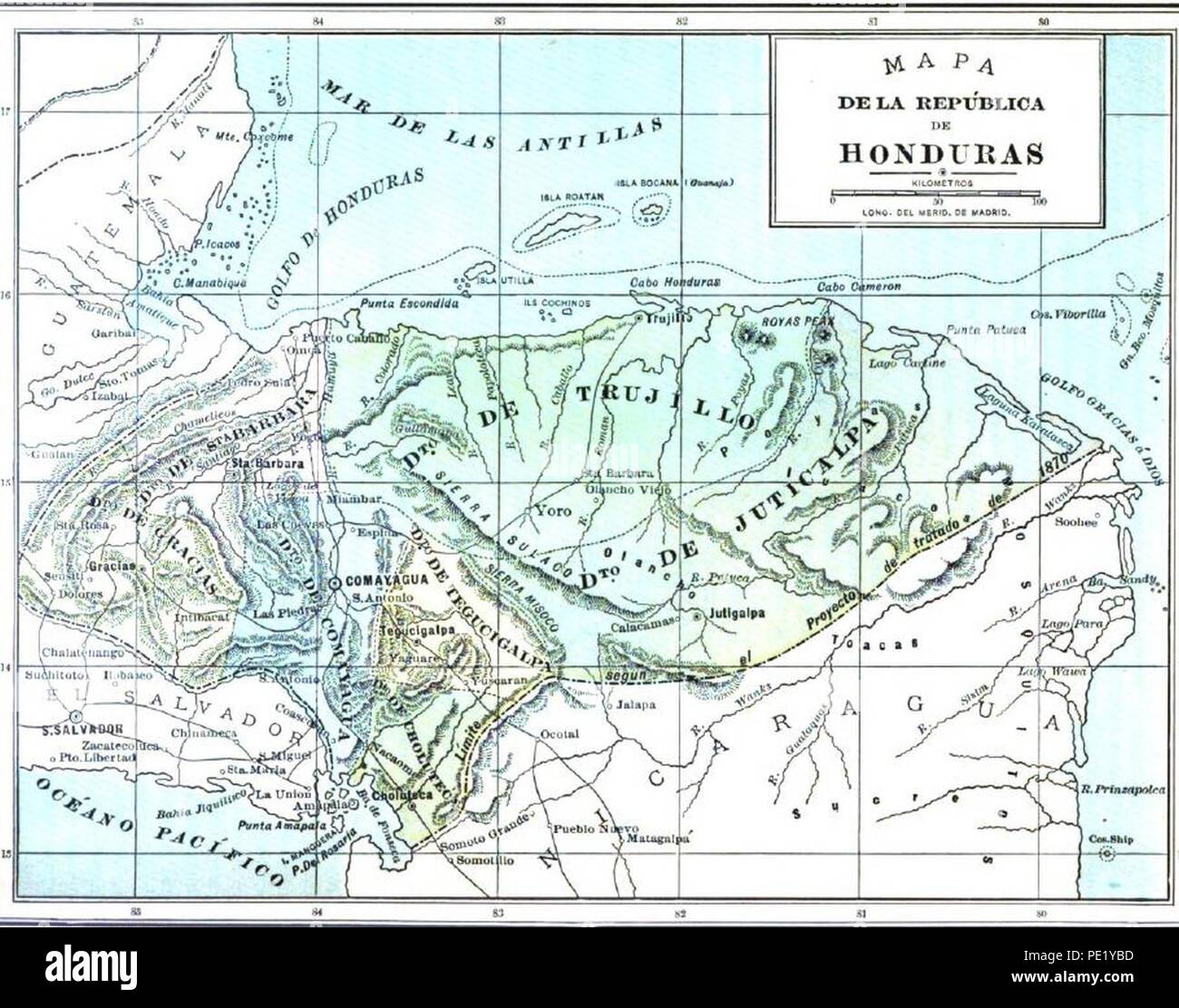 Antiguo Mapa de Honduras Stock Photo - Alamy