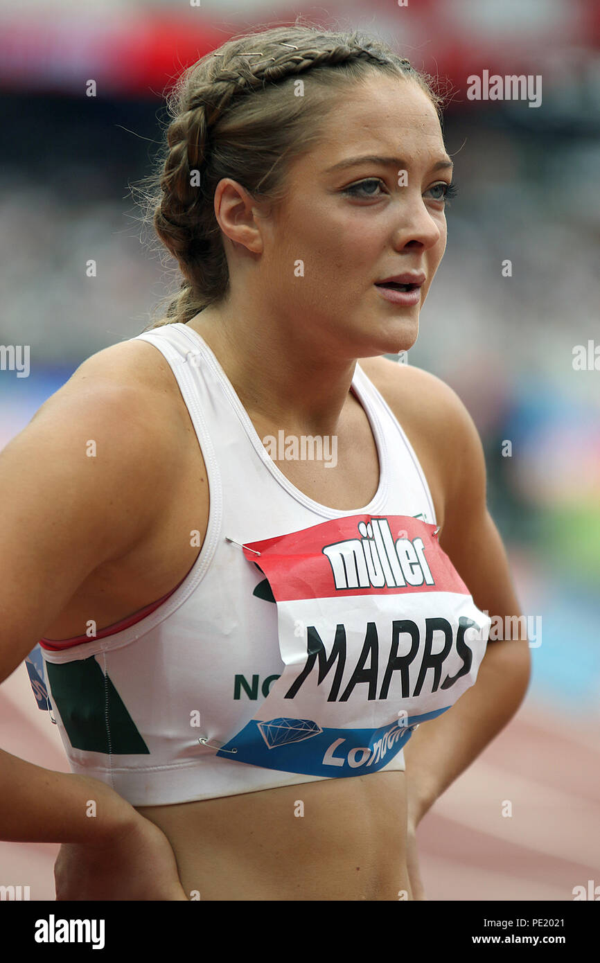 Megan MARRS of GB in the womans 100 metres hurdles at the 2018 Muller ...
