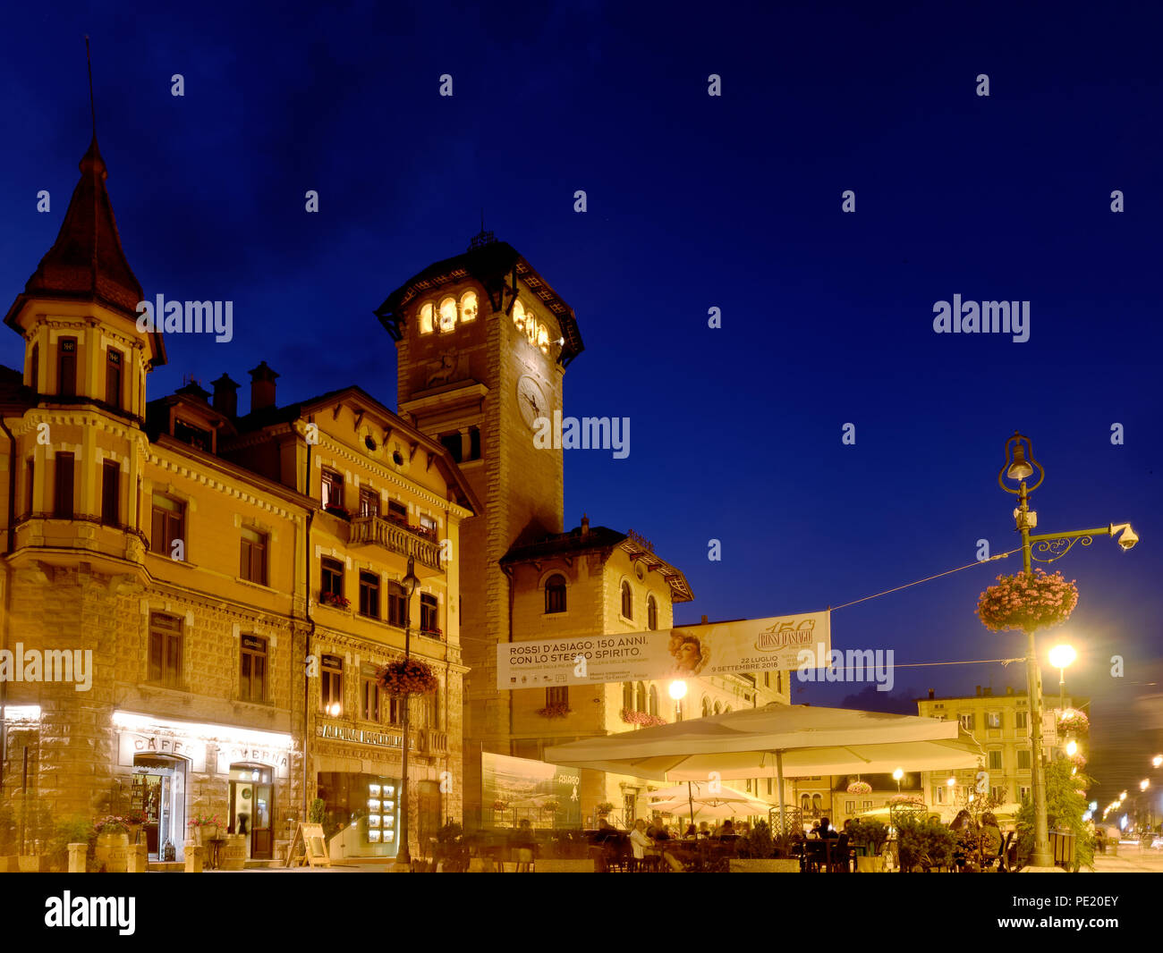 Asiago, Italy - August 2018: City Hall by night Stock Photo - Alamy