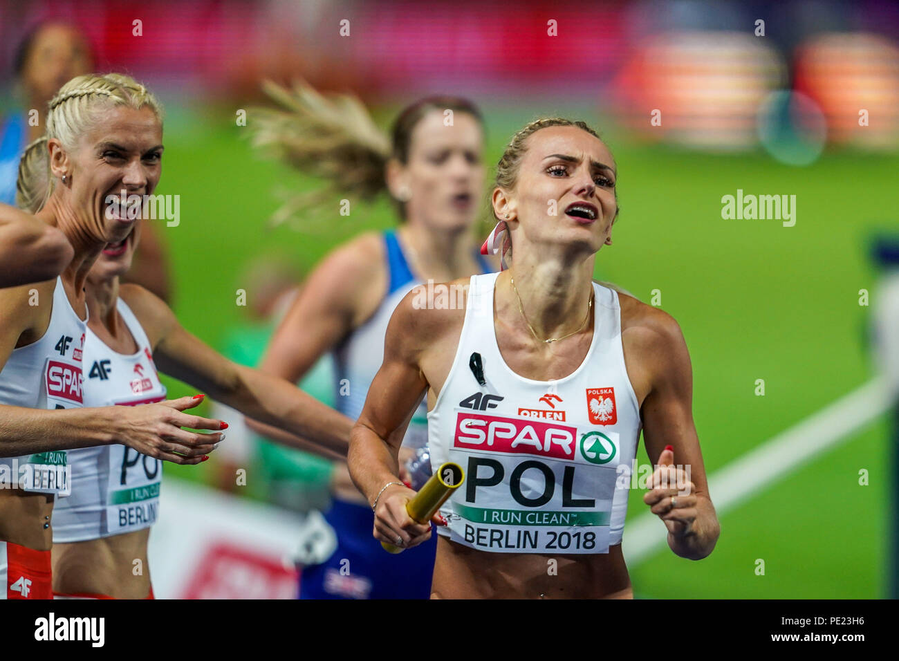 August 11, 2018: Poland winning 4 times 400 meter final for women at ...