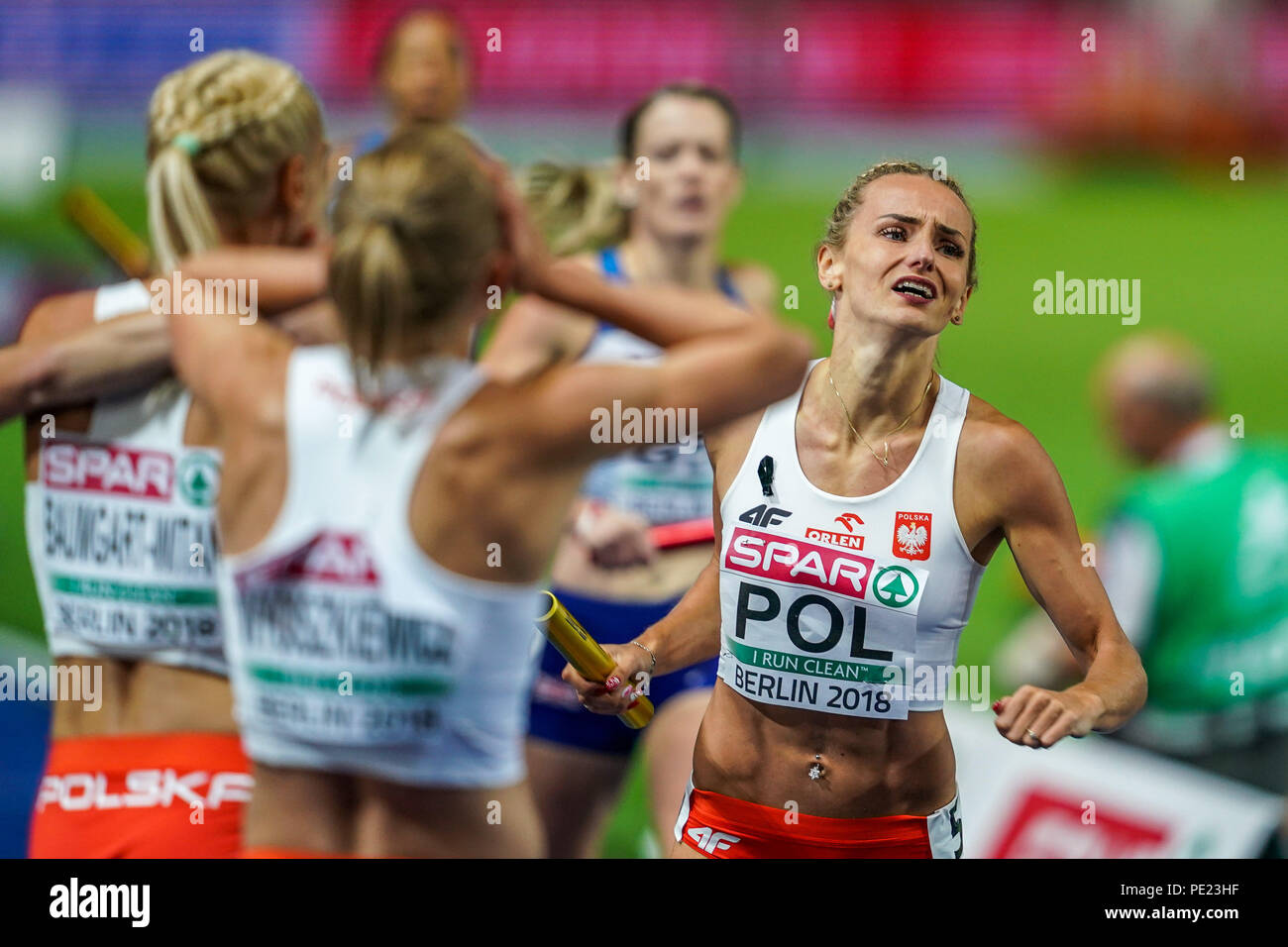 August 11, 2018: Poland winning 4 times 400 meter final for women at ...