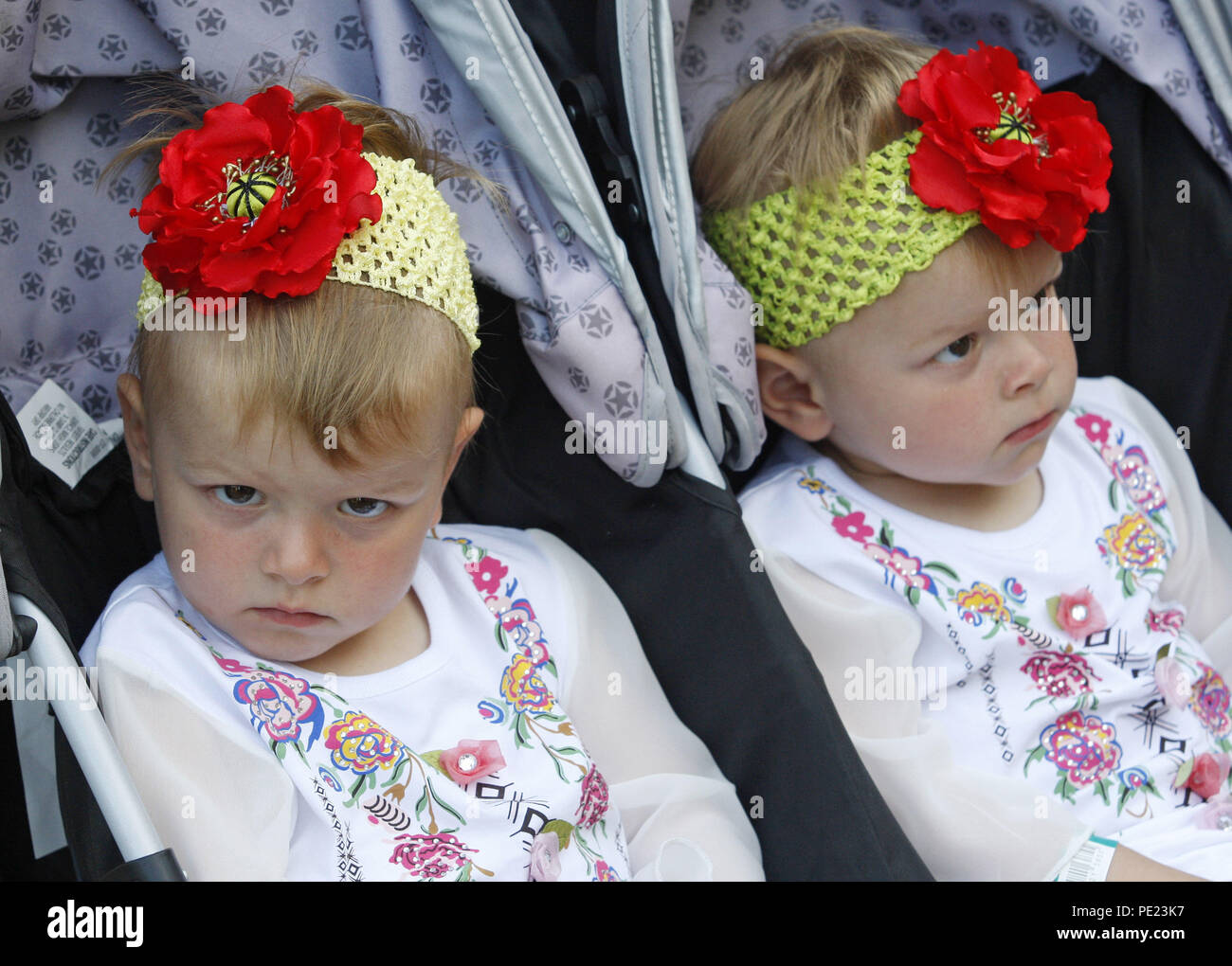 Kiev, Ukraine. 11th Aug, 2018. Twins and triplets children attend with ...