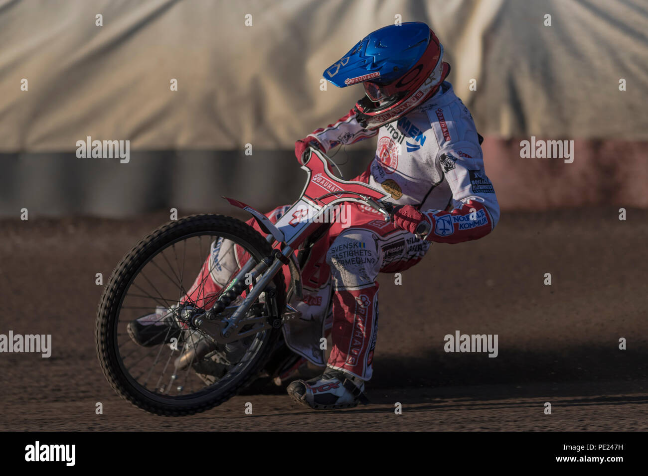 HALLSTAVIK, SWEDEN, AUGUST 7, 2018: Sam Masters, Rospiggarna at thel ...