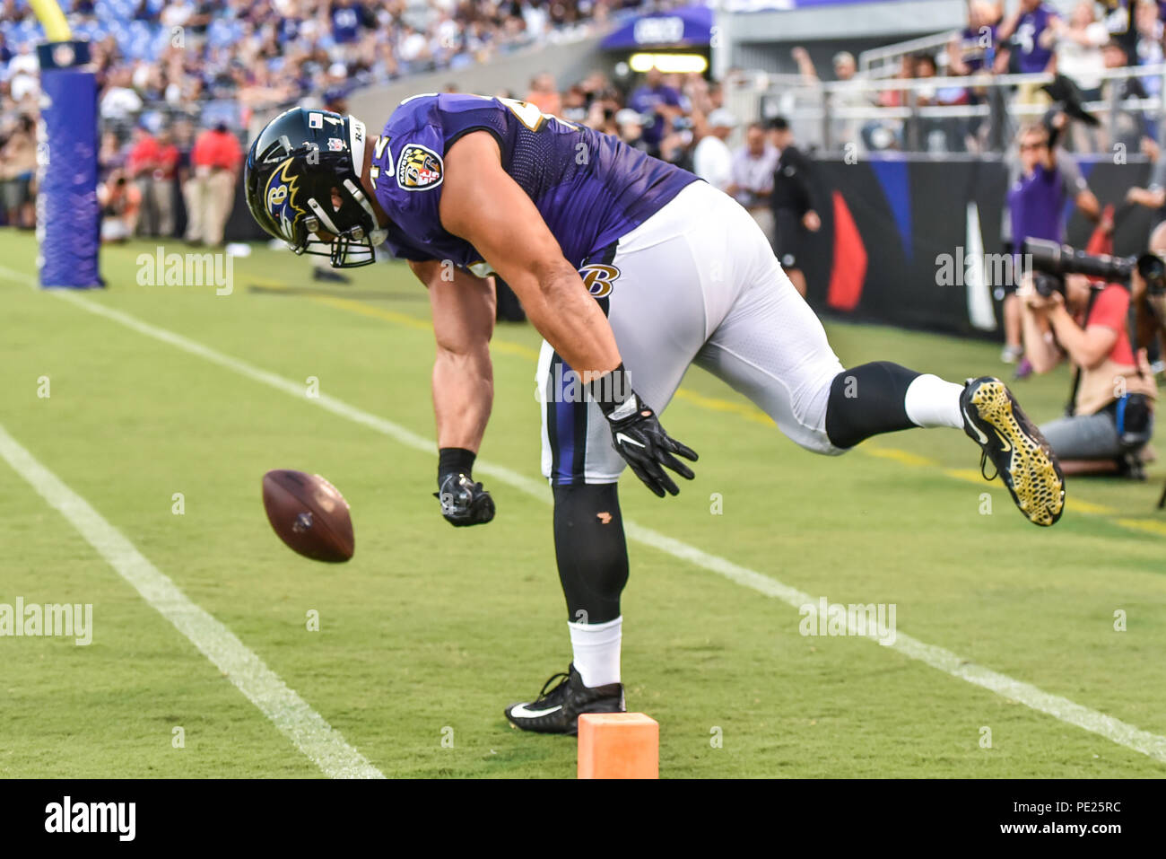 Baltimore, MD, USA. 9th Aug, 2018. PATRICK RICARD (42) spikes the ...
