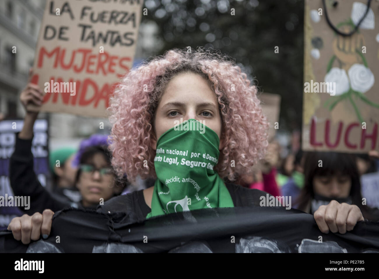 Lima, Peru. 11th Aug, 2018. A demonstrator seen during a Ni Una Menos ...