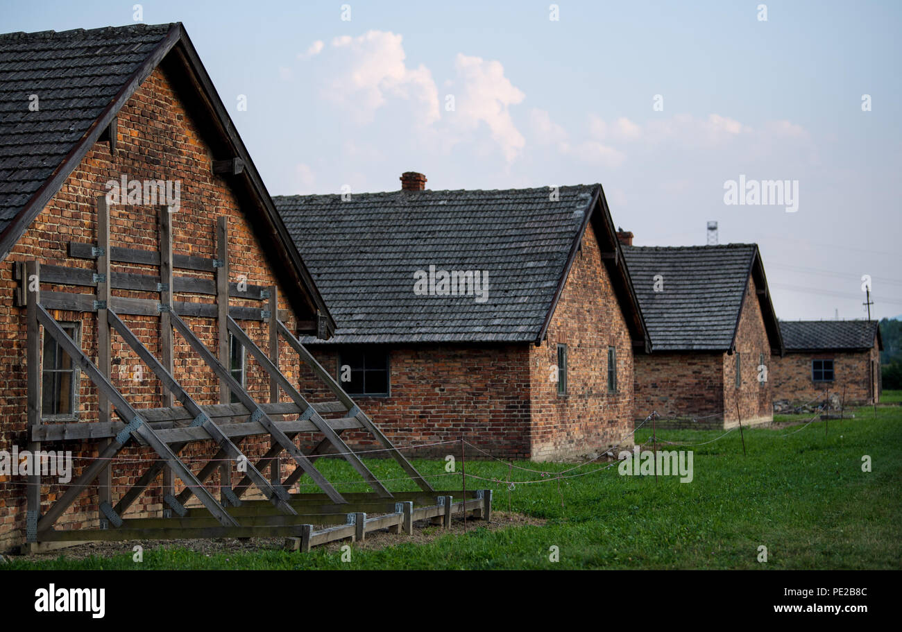 Oswiecim, Poland. 09th Aug, 2018. View of the brick barracks in the ...