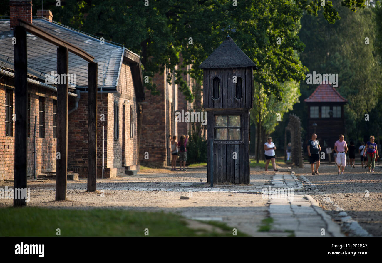 Oswiecim, Poland. 09th Aug, 2018. View of brick barracks and ...