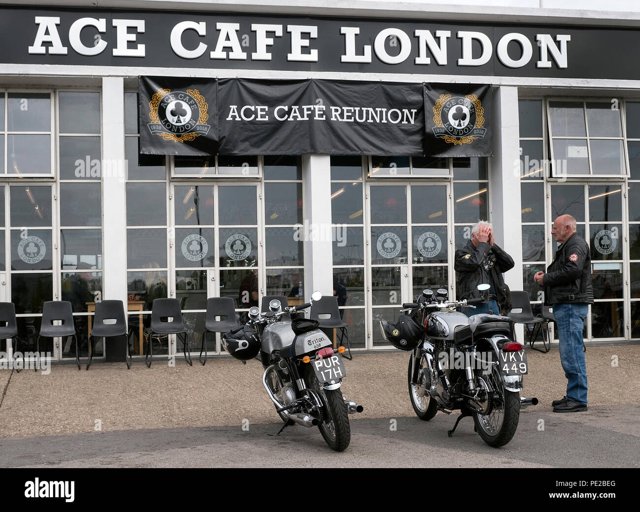 London, UK. 12th August 2018. Classic Motorcycles at the Vintage ...