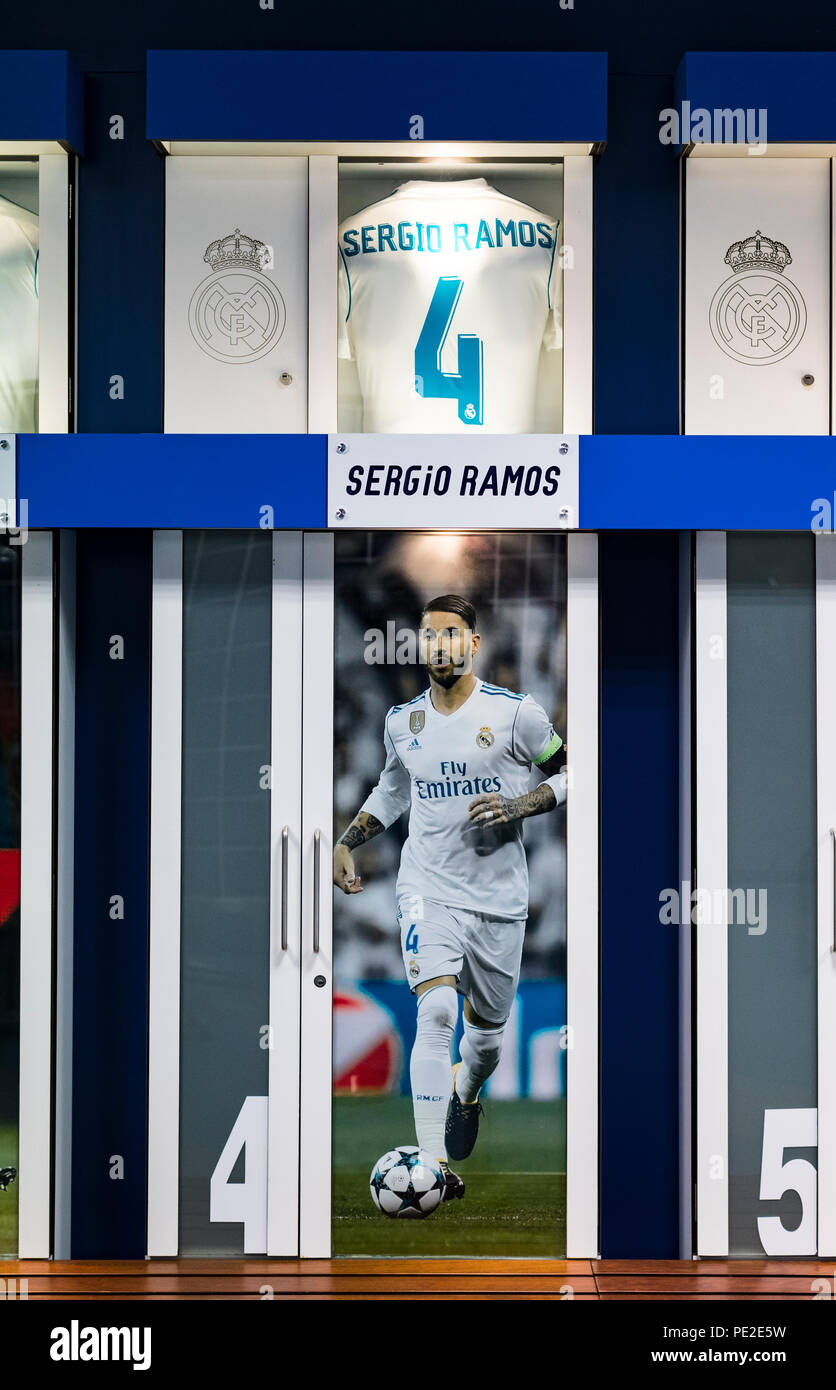 MADRID, SPAIN - 25 MARCH, 2018: Cloakroom for team players of the Royal ...