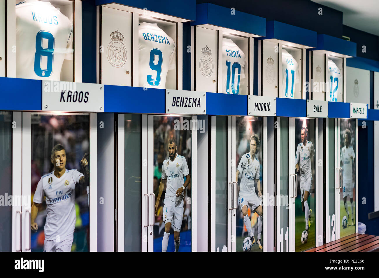 MADRID, SPAIN - 25 MARCH, 2018: Cloakroom for team players of the Royal ...