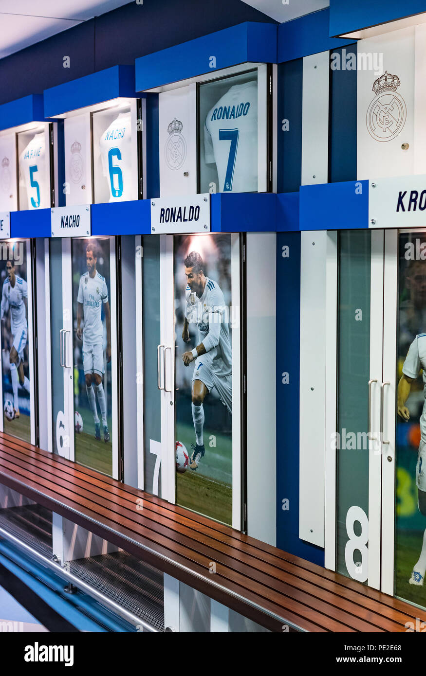 MADRID, SPAIN - 25 MARCH, 2018: Cloakroom for team players of the Royal ...