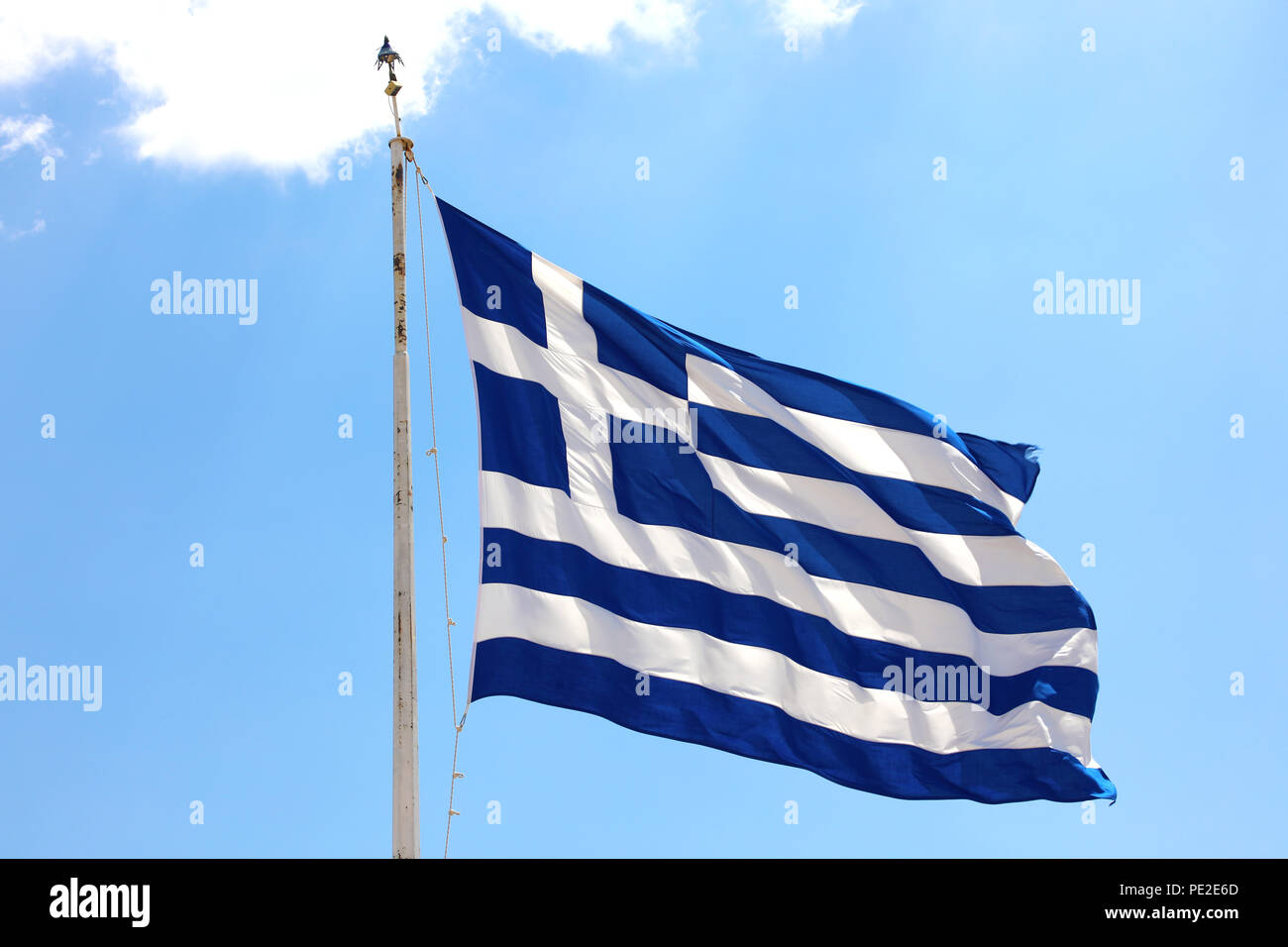 National flag of Greece. Flag of Greece flying in the wind Stock Photo ...