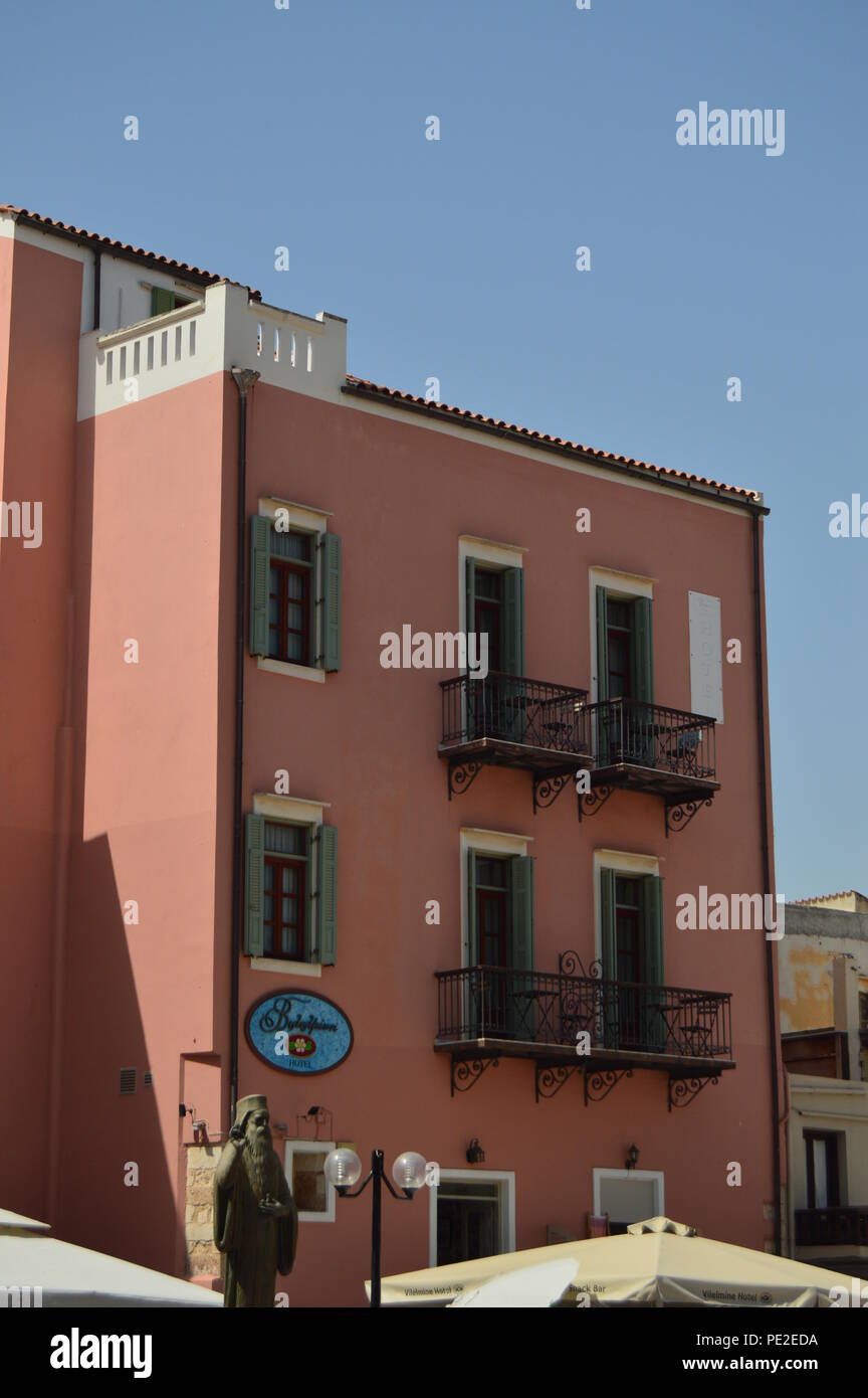 Beautiful Colorful Buildings Venetian Typical In Chania. History ...