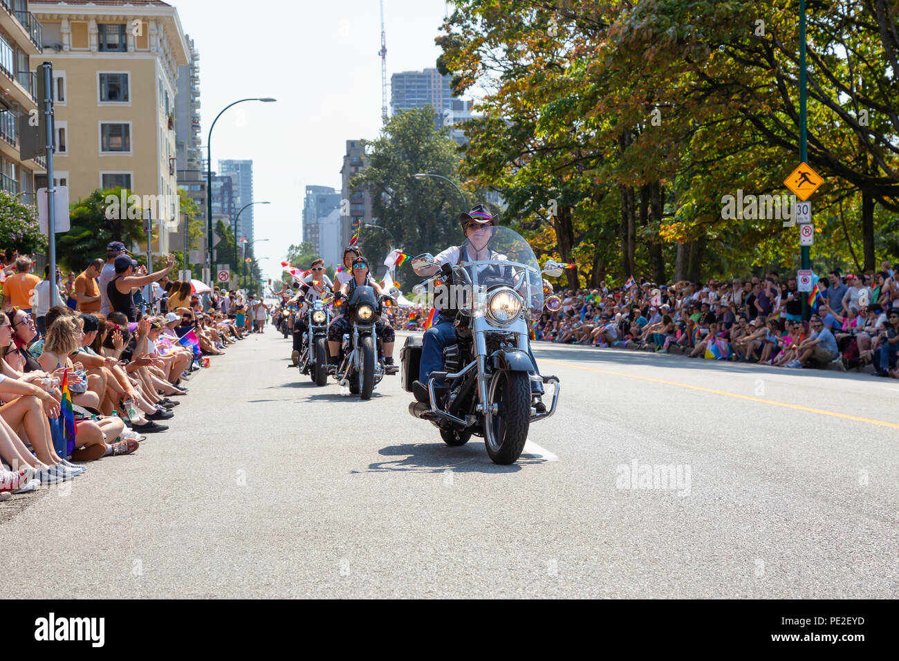 Downtown Vancouver British Columbia Canada August 5 2018 Bikers