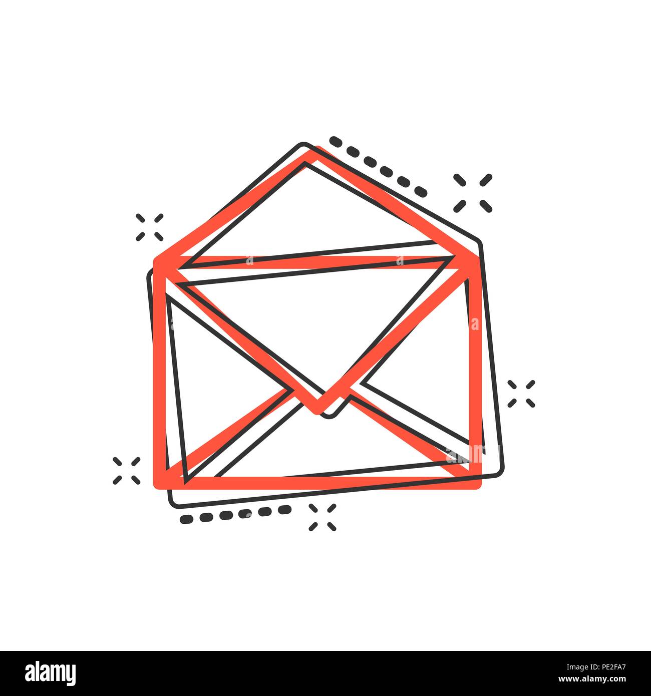 Vector cartoon mail envelope icon in comic style. Email sign ...