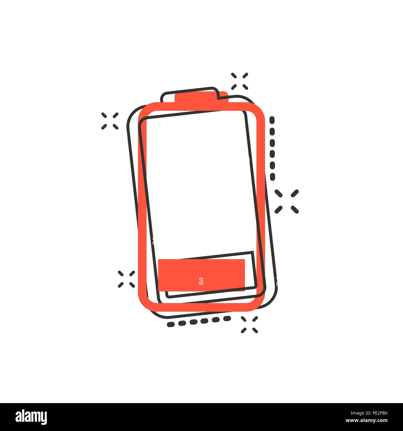 Vector cartoon battery icon in comic style. Battery charge level sign ...
